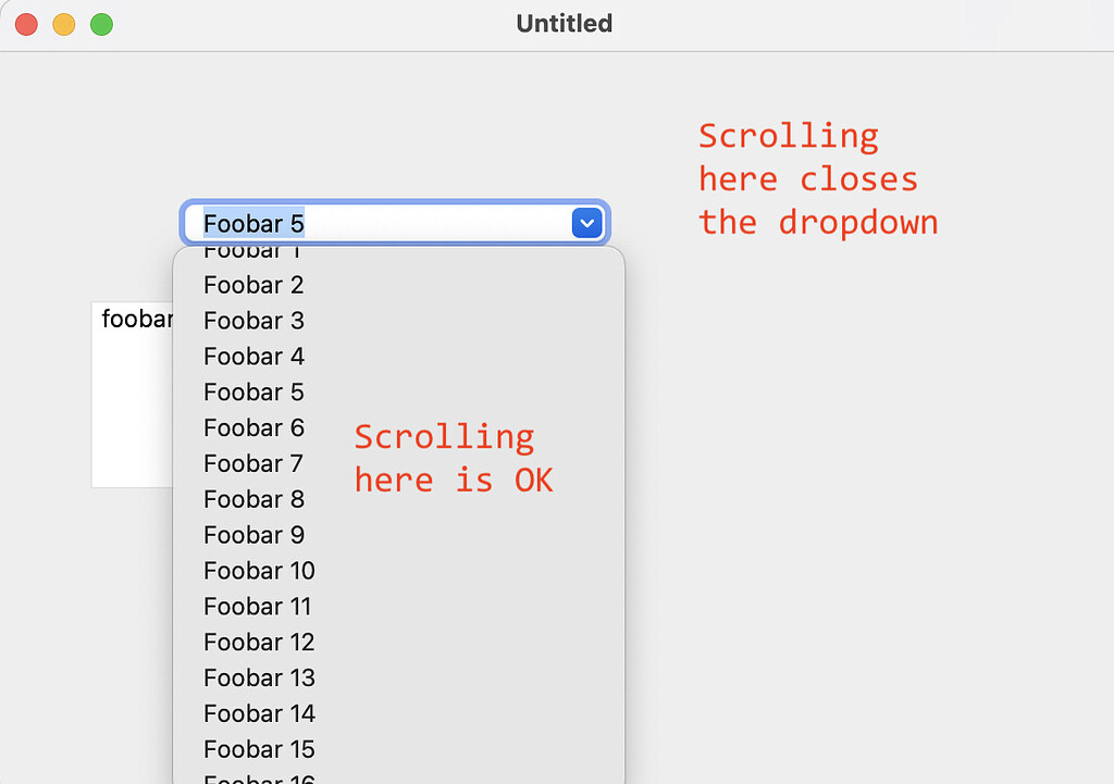 DesktopComboBox popup menu closes with scrollWheel outside - macOS - Xojo Programming Forum