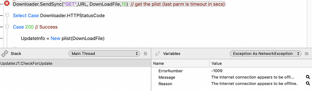 URLConnection.Error Doesn't Fire for Error -1009 Connection Offline - General - Xojo Programming ...