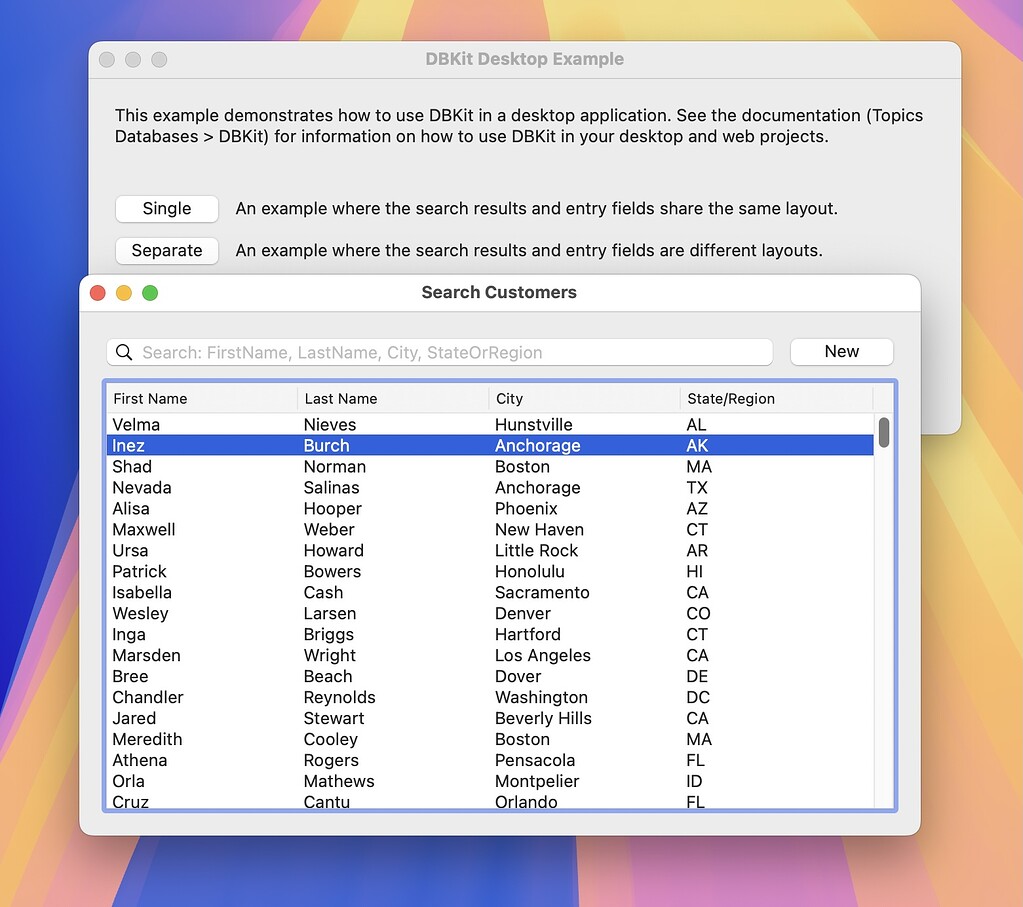 DBKit : a layout with 1 Listbox whose columns display data from several ...