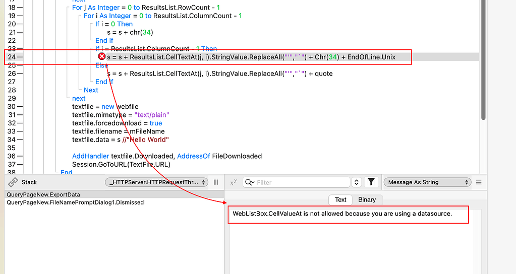 Xojo2024R2: WebListBox.CellValueAt is not allowed because you are using a datasource - Web ...