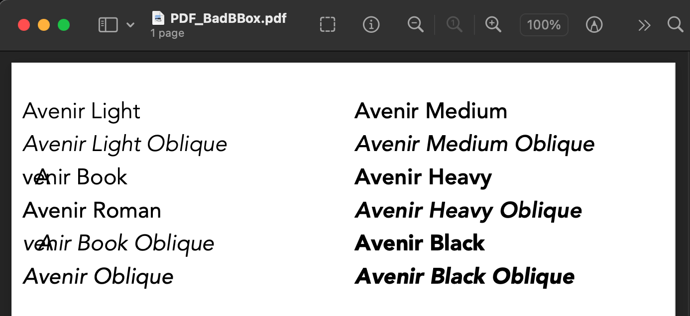 Issue in PDFDocument with the font Avenir - General - Xojo Programming Forum